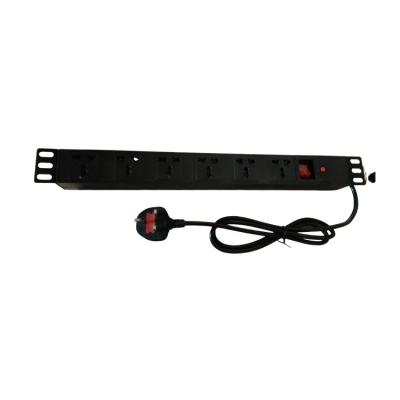 China 16A Rated Current Black PDU 6 Ways Universal Style Switch 2m Wire with Customize Plug for sale