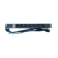 China Stocked European Style 7 Ways Socket LU Black with Switch 2m Wire 10A Aluminium Alloy for sale