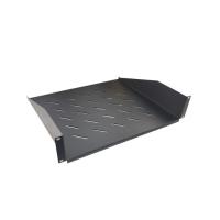 China Thickness 1.2 Black 2U SHELF 19 inch Server Rack Fixed Shelf with Mount Ears Vented Tray for sale