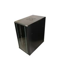 China 22U Black Vertical Server Rack with Toughened Glass Door and 1.5mm Installation Beam for sale