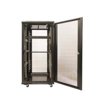 China 22U Black Vertical Server Rack with Toughened Glass Door and 1.5mm Installation Beam for sale