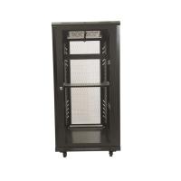 China 22U Black Vertical Server Rack with Toughened Glass Door and 1.5mm Installation Beam for sale
