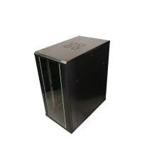 China 22U Black Vertical Server Rack with Toughened Glass Door and 1.5mm Installation Beam for sale