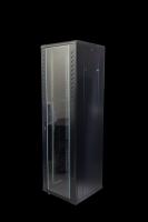 China 19-inch 19 Inch Network Cabinet Rack 42U Black Network Rack with Toughened Glass Door for sale