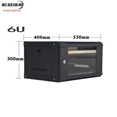 China 19-inch Wall-mounted Network Cabinet Rack 6U Server Rack 300mm Height 400mm Depth for sale