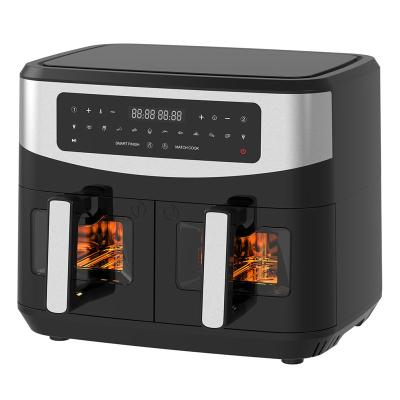China Dual Air Fryer 9L Transparent Window 12 Preset Smart Digital Control for sale