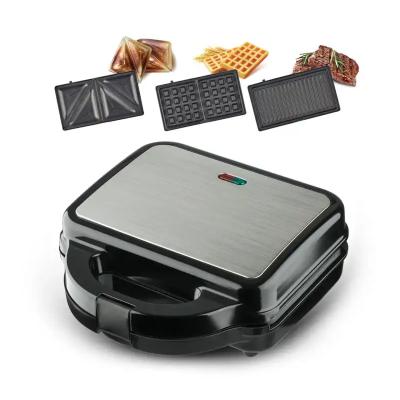 China Stainless Steel 3 In 1 Waffle Sandwich Maker Kitchen Non Stick Plates for sale