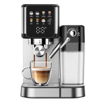 China Silver  Espresso Coffee Maker With Manual Milk Frother For Latte Cappuccino for sale
