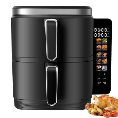 China Stack Air Fryer 6L+6L Top Bottom Heater Non Stick Foldable LCD Display for sale