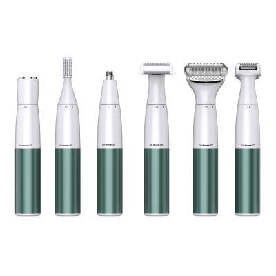China 6-in-1 Multifunctional Women's Shaver Epilator Set with 1200mAh Battery Stainless Steel Blade and Free Spare Parts for sale
