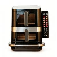 China 2-in-1 Air Fryer with 10 Inch Pizza Maker 6L+4L Dual Basket Steel Cavity for sale