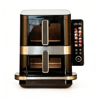 China 2-in-1 Air Fryer with 10 Inch Pizza Maker 6L+4L Dual Basket Steel Cavity for sale