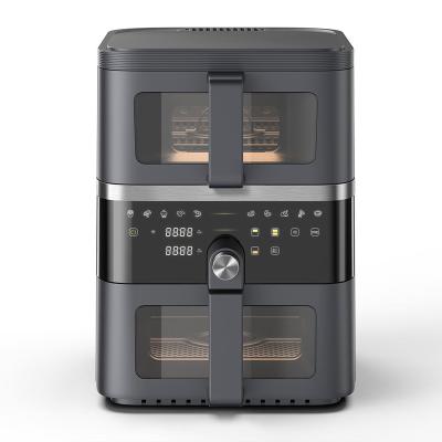 China 10L Dual Air Fryer Oven 2 in 1 1800W 6.5L+3.5L 10 Presets Stainless Steel for sale