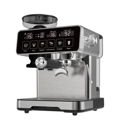 China Espresso Machine with Grinder 20Bar Pressure Gauge for Office for sale