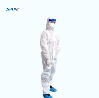China White Disposable Isolation Coverall , PE Disposable Isolation Clothing for sale