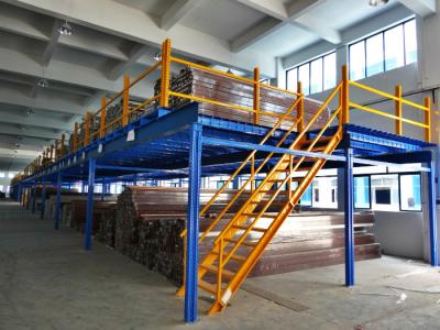 China Cold Rolling Steel Industrial Mezzanine Floor - 500KG Load Capacity, 2500mm Height - Blue/Orange Warehouse Storage Solution for sale