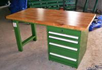 China 500-2000kg Wood Bench Top Industrial Workbenches with Tool Cabinets - 1500-2100mm Sizes, 50-150kg Drawer Capacity for sale