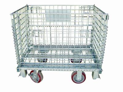 China Zinc Finish Rigid Rolling Wire Mesh Cage with Castors - 800-2000KG Load Capacity, 5.0-6.4mm Steel Wire for sale
