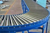 China Steel Curved Roller Conveyor System with 30-120KG Load Capacity and 620-1200mm Width Options for sale