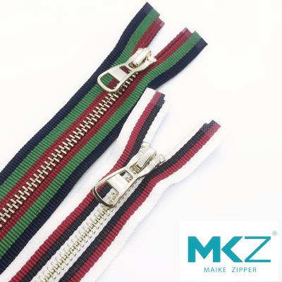 China 5# 8#  Metal Zipper Stripe Zipper for Sport Jacket Metal Zipper for sale