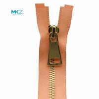 China Ginger #7 #8 #10 One Way Heavy Duty Metal Zippers For Jacket for sale