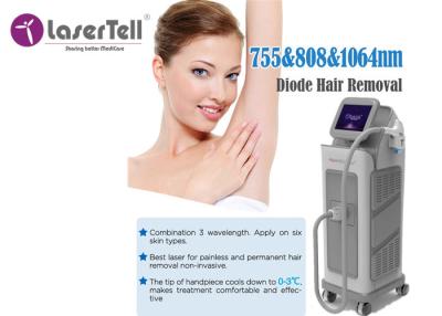 China 15x15mm Diode Laser Hair Removal Beauty Machine Lasertell Triple Wavelength for sale