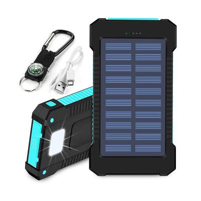 China Solar Power Bank Dual USB Power Bank 20000mAh Waterproof Battery Charger External Portable power bank Solar Panel with LED Light for sale