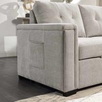 China L-Shaped Reversible Sectional Sleeper Sofa with Pull-Out Bed and Storage, Warm Gray Chenille for sale