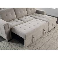 China L-Shaped Reversible Sectional Sleeper Sofa with Pull-Out Bed and Storage, Warm Gray Chenille for sale