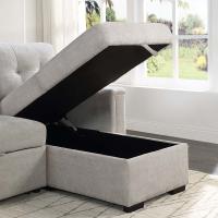 China L-Shaped Reversible Sectional Sleeper Sofa with Pull-Out Bed and Storage, Warm Gray Chenille for sale