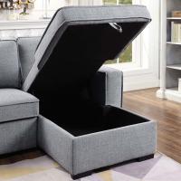 China L-Shaped Reversible Sectional Sleeper Sofa with Pull-Out Bed and Storage, Gray Chenille for sale