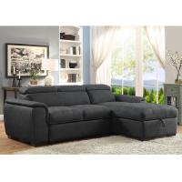 China L-Shaped Sectional Sleeper Sofa with Pull-Out Bed and Adjustable Headrests and Storage Chaise, Graphite Nubuck Fabric for sale