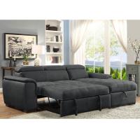 China L-Shaped Sectional Sleeper Sofa with Pull-Out Bed and Adjustable Headrests and Storage Chaise, Graphite Nubuck Fabric for sale