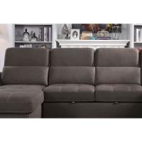 China U-Shaped Sectional Sleeper Sofa with Pull Out Bed and Storage Chaise Lounge and Adjustable Headrests, Ash Brown Nubuck Fabric for sale