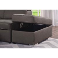 China U-Shaped Sectional Sleeper Sofa with Pull Out Bed and Storage Chaise Lounge and Adjustable Headrests, Ash Brown Nubuck Fabric for sale