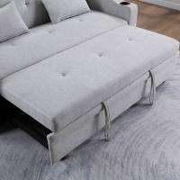 China Queen Size Convertible Sleeper Sofa Bed, Comfortable Pull-Out Bed with Adjustable Backrest and USB Charging Port and Cup Holders, Futon Sofa Bed, Gray Fabric for sale