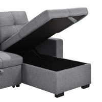 China L-Shaped Reversible Sectional Sleeper Sofa with Pull-Out Bed and Storage,Gray Fabric for sale