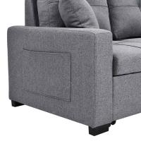China L-Shaped Reversible Sectional Sleeper Sofa with Pull-Out Bed and Storage,Gray Fabric for sale