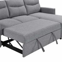 China L-Shaped Reversible Sectional Sleeper Sofa with Pull-Out Bed and Storage, Gray Fabric for sale
