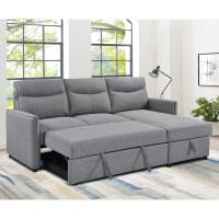 China L-Shaped Reversible Sectional Sleeper Sofa with Pull-Out Bed and Storage, Gray Fabric for sale