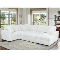 China U-Shaped Sectional Sleeper Sofa with Pull Out Bed and Storage Chaise Lounge and USB Charging Port, Beige Corduroy Fabric for sale