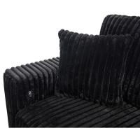 China U-Shaped Sectional Sleeper Sofa with Pull Out Bed and Storage Chaise Lounge and USB Charging Port, Black Corduroy Fabric for sale