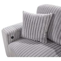 China U-Shaped Sectional Sleeper Sofa with Pull Out Bed and Storage Chaise Lounge and USB Charging Port, Gray Corduroy Fabric for sale