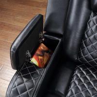China Power Recliner Corner Sofa with 2 Power Recliner Seats and 2 Power Headrests and Storage Box and Storage Arms and LED Light, Black Breathable Leatherette for sale