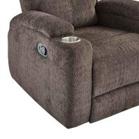 China Recliner Chair with Stainless Steel Cup Holders, Dark Brown Fabric for sale