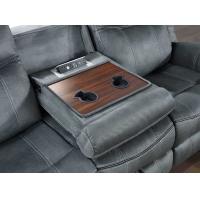 China Recliner Sofa set with Dropdown Table and Drawer and Storage Box, Gray Fabric-like vinyl for sale