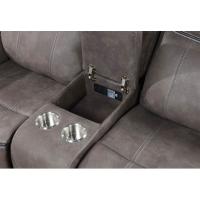 China Recliner Sofa set with Dropdown Table and Drawer and Storage Box, Light Gray Fabric-like vinyl for sale