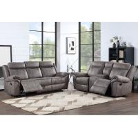 China Recliner Sofa set with Dropdown Table and Drawer and Storage Box, Light Gray Fabric-like vinyl for sale