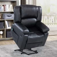 China Power Lift Recliner Chair with Adjustable Massage Function & Heating System, Black Faux Leatherette for sale
