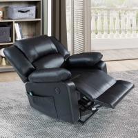 China Power Lift Recliner Chair with Adjustable Massage Function & Heating System, Black Faux Leatherette for sale